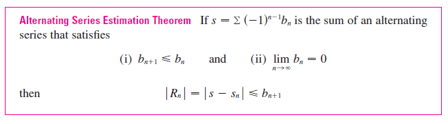 Alternating Series Estimation Theorem