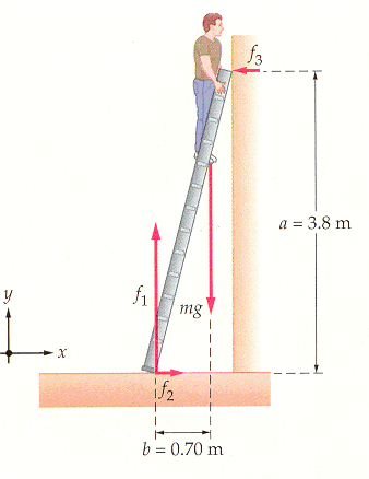 Solved: An 85 Kg Person Stands On A Uniform 7.9-kg Ladder ... | Chegg.com